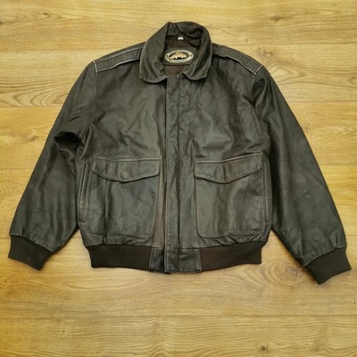 Orvis Bomber Leather Jacket Mens L Large Brown Fly Fishing Vintage ...