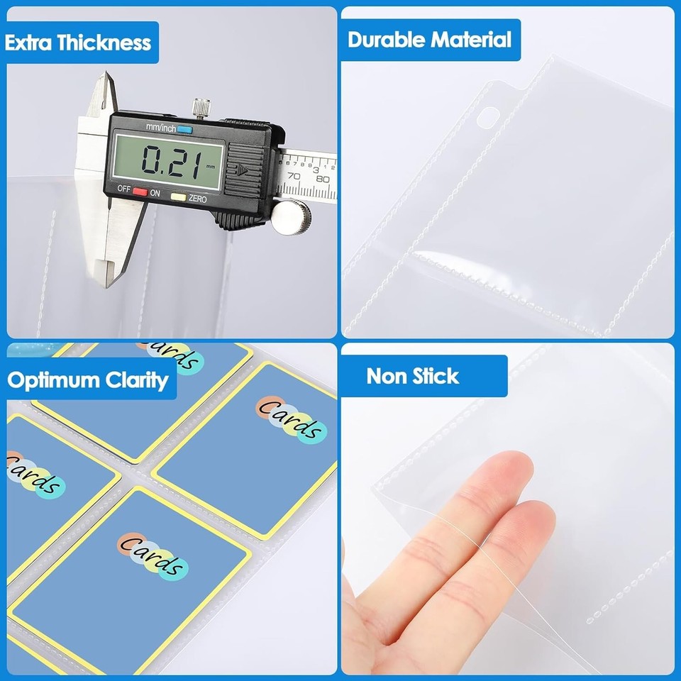 540 Baseball Card Sleeves Trading Photocard Binder Sheets Protectors 9 ...