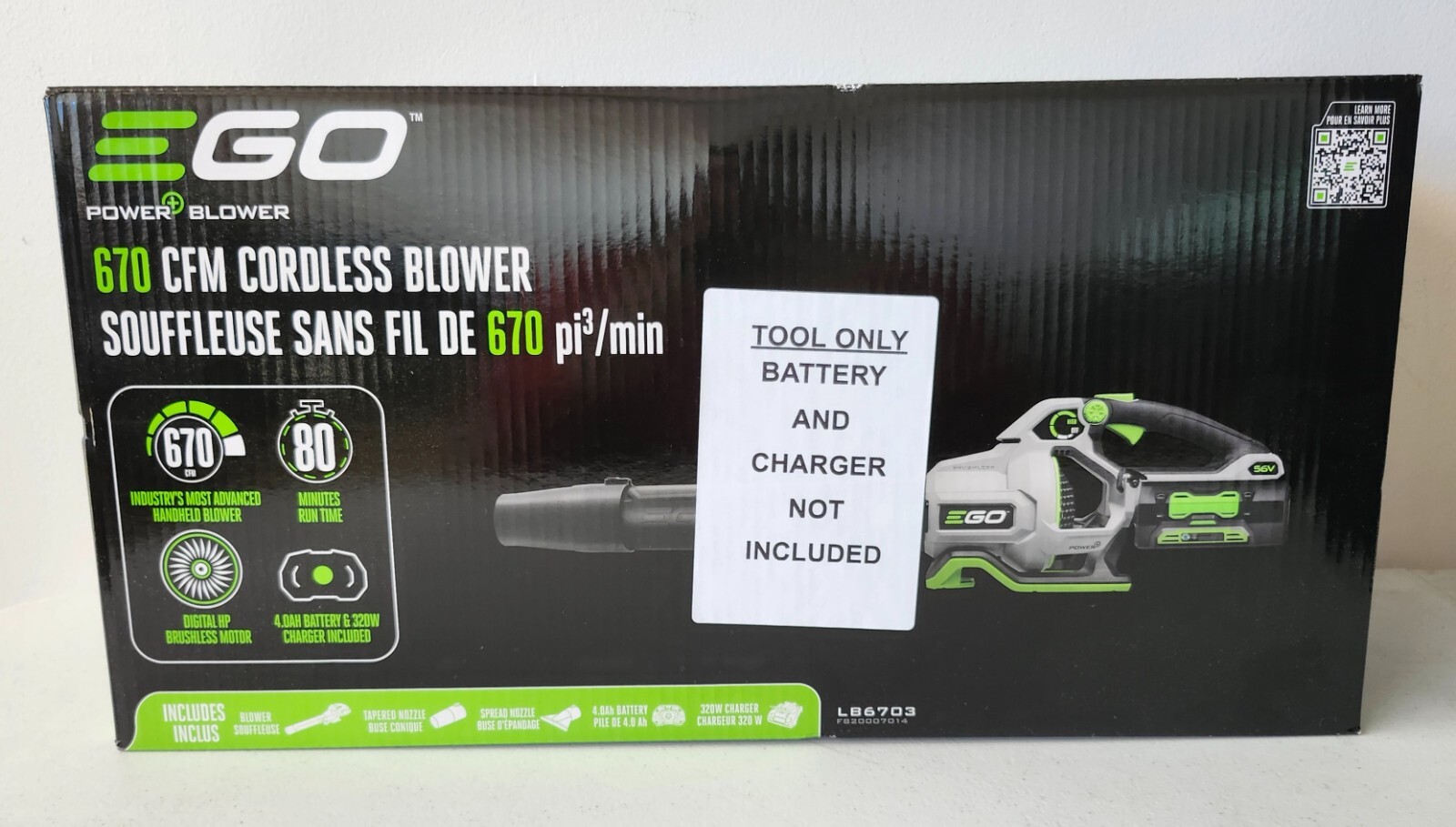 Brand New- Ego Power+ LB670 180MPH 670CFM 56V Leaf Blower- No Battery ...