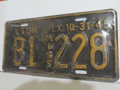 1945 MISSISSIPPI LICENSE PLATE CAR TAG 1 TON MS, RAT ROD | eBay