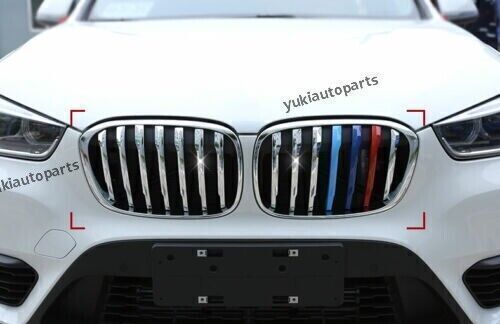 For BMW X1 F48 2016~2019 ABS Chrome+3~Color Front Grille Grill Strips ...