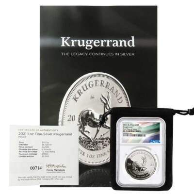 2021 South Africa 1 oz Silver Krugerrand Proof R1 Coin NGC PF70UC FDI ...