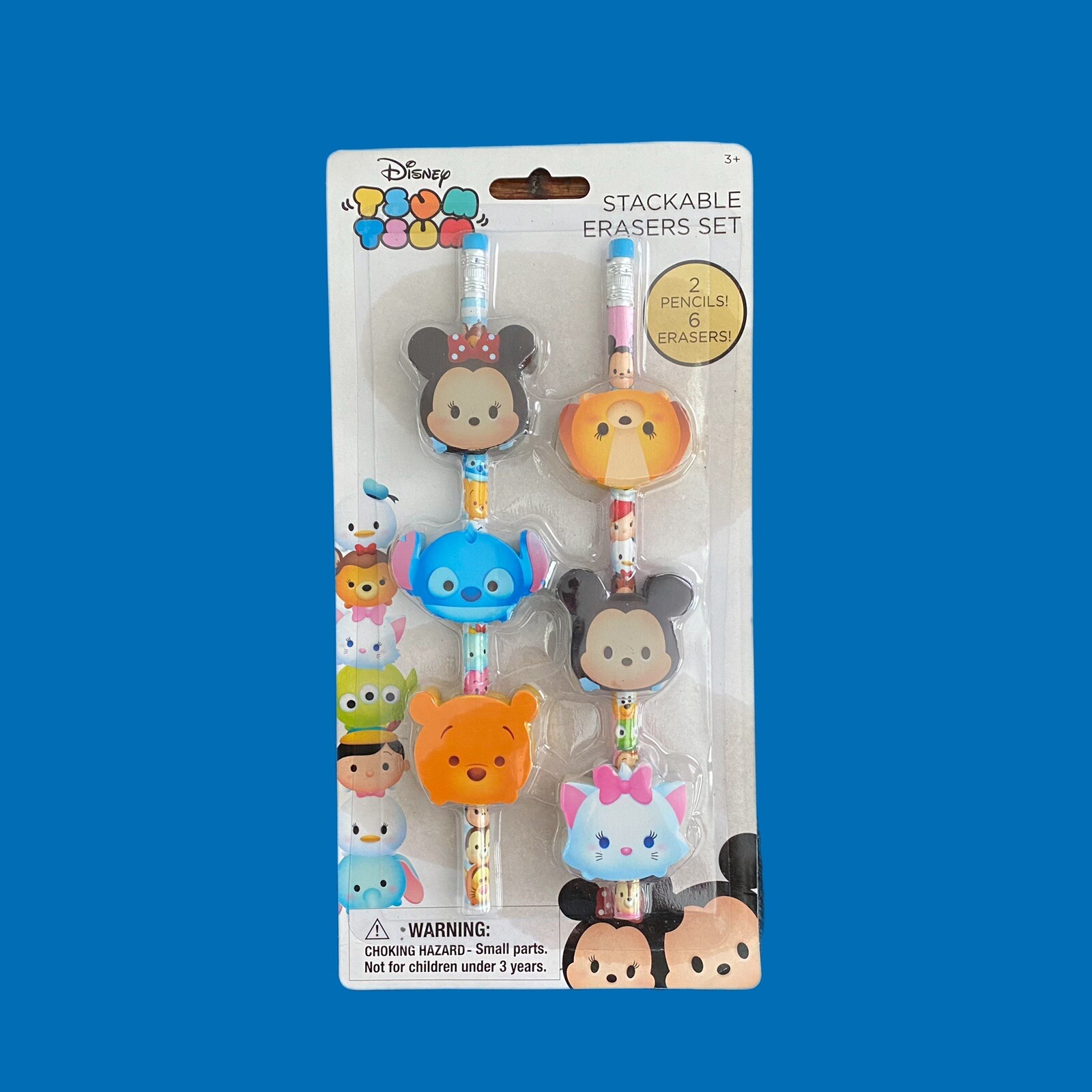Disney Tsum Tsum Stacking Eraser Pencil Set Mickey Minnie Stitch Pooh ...