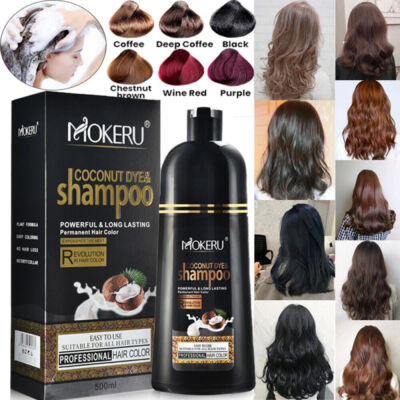 500ml Hair Dye Shampoo Natural Herbal Permanent Instant Dye Hair Color ...