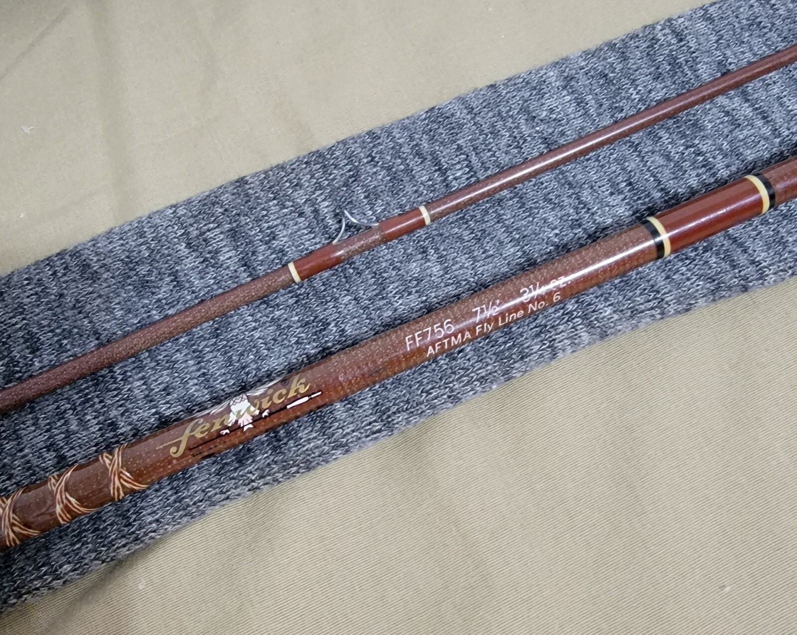 Vintage Fenwick FF756 ASTM 7 1/2' 3 1/4 oz Feralite 2 pc Fly Rod ASTM ...