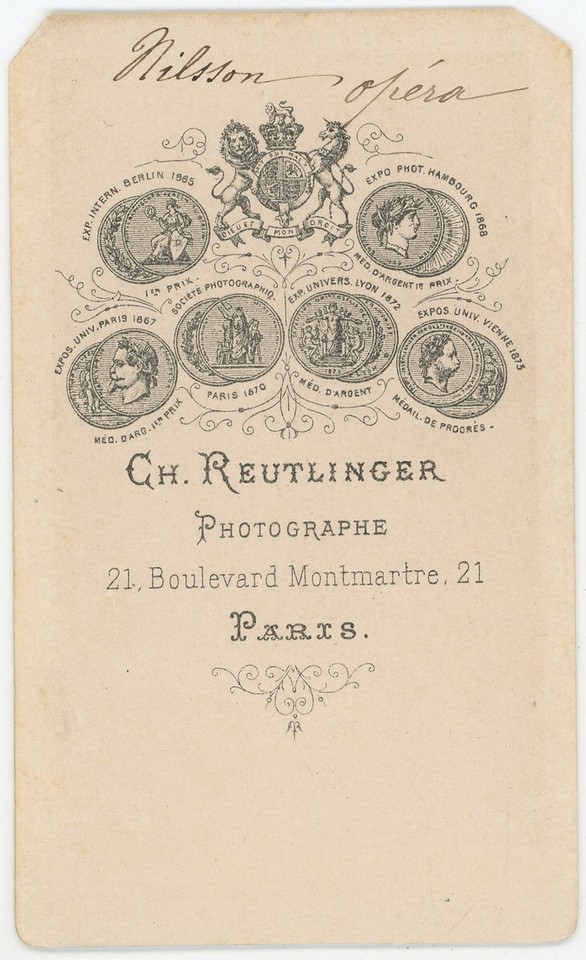 CDV Circa 1875. The Opera Singer Christine Nilsson By Reutlinger In ...