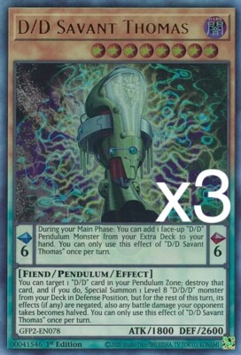 3X Yugioh D/D Savant Thomas GFP2-EN078 Ultra Rare 1st Edition NM | eBay