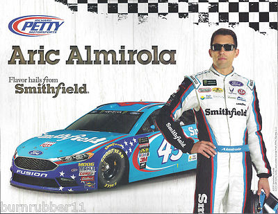 2017 ARIC ALMIROLA "SMITHFIELD" #43 MONSTER ENERGY NASCAR CUP POSTCARD ...