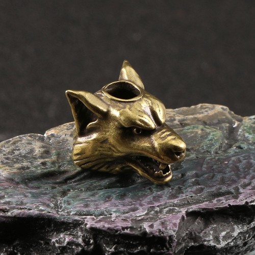 Solid Brass Wolf Head Shape Paracord Bead Lanyard Bead Knife Beads ...