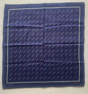 Gucci Blue Horse Bit Pocket Square | eBay
