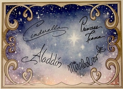 Cinderella Mirabel Tiana Aladdin Autograph Card Disney World 1900 Park ...