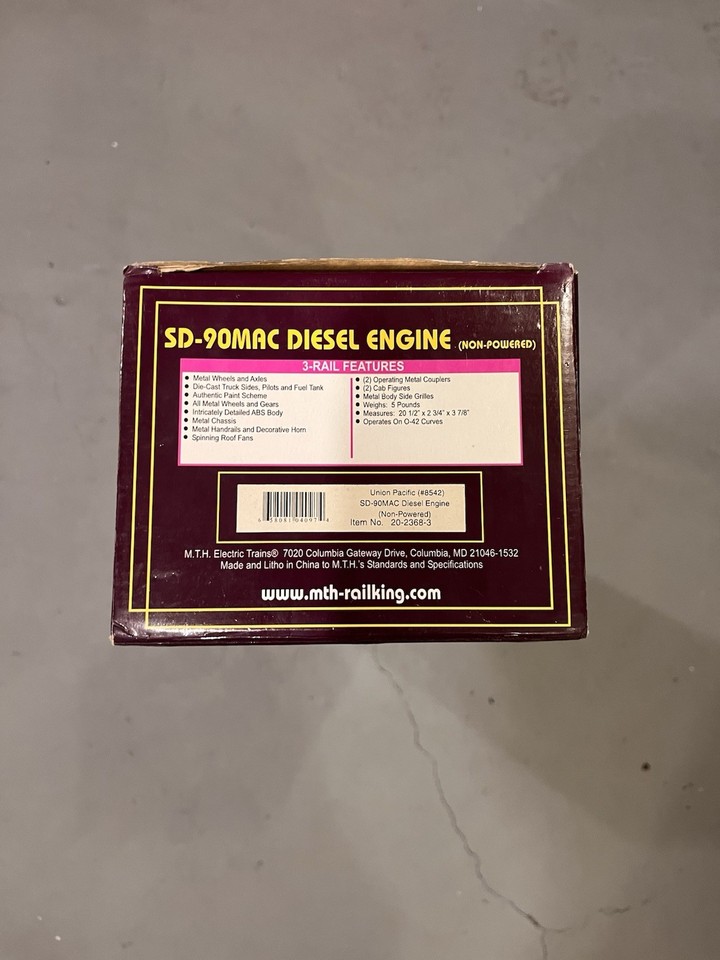 MTH O Scale Union Pacific SD-90MAC Non Powered Diesel Locomotive 20 ...