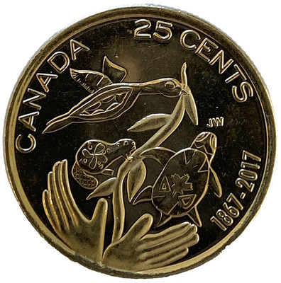 2017 CANADA 25 CENTS HOPE FOR A GREEN FUTURE 150TH ANNIV NON COLOUR ...