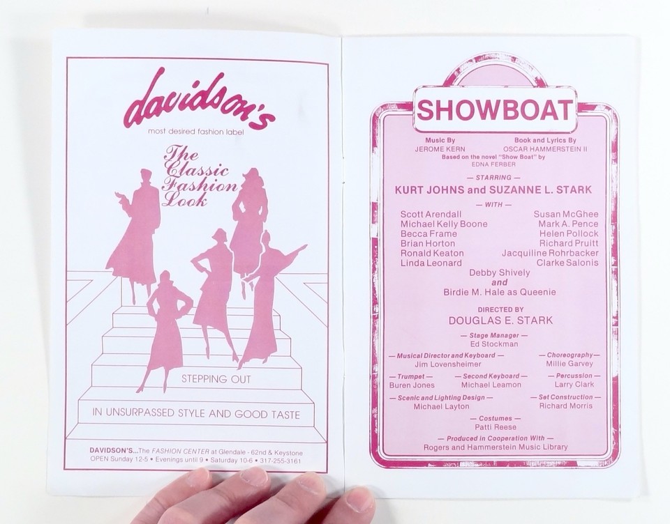 c.1981 playbill SHOWBOAT Beef & Boards theater KURT JOHNS SUZANNE STARK ...