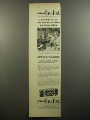 1952 Stereo Realist Camera Advertisement - John Wayne and Nancy Olson ...