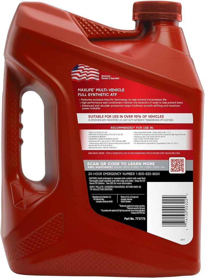 Valvoline MaxLife ATF Multi-Vehicle Full Synthetic Transmission Fluid ...