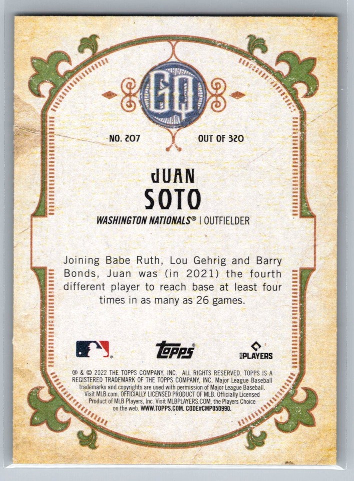 2022 Topps Gypsy Queen Baseball #207 Juan Soto Washington Nationals | eBay