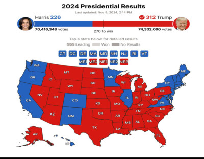DONALD TRUMP 2024 Harris Presidental results map Metal Fridge Magnet ...