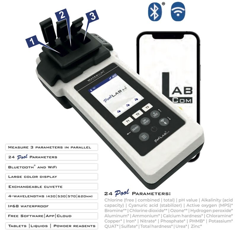 Pool Lab 2.0 Photometer Digital Water Tester Hot Tub Swimming Pools ...