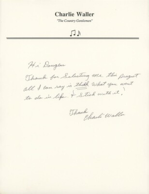 Charlie Waller - Signed Handwritten Letter (Country Singer) | eBay