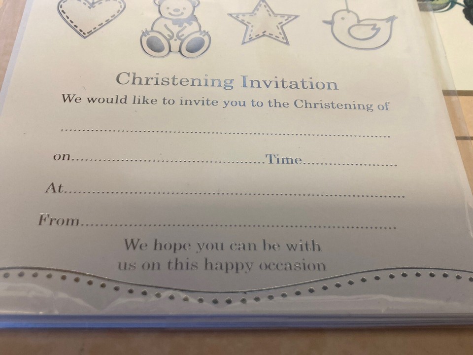 10 Card and Envelope Christening Invitations by Jean Barrington - Teddy ...