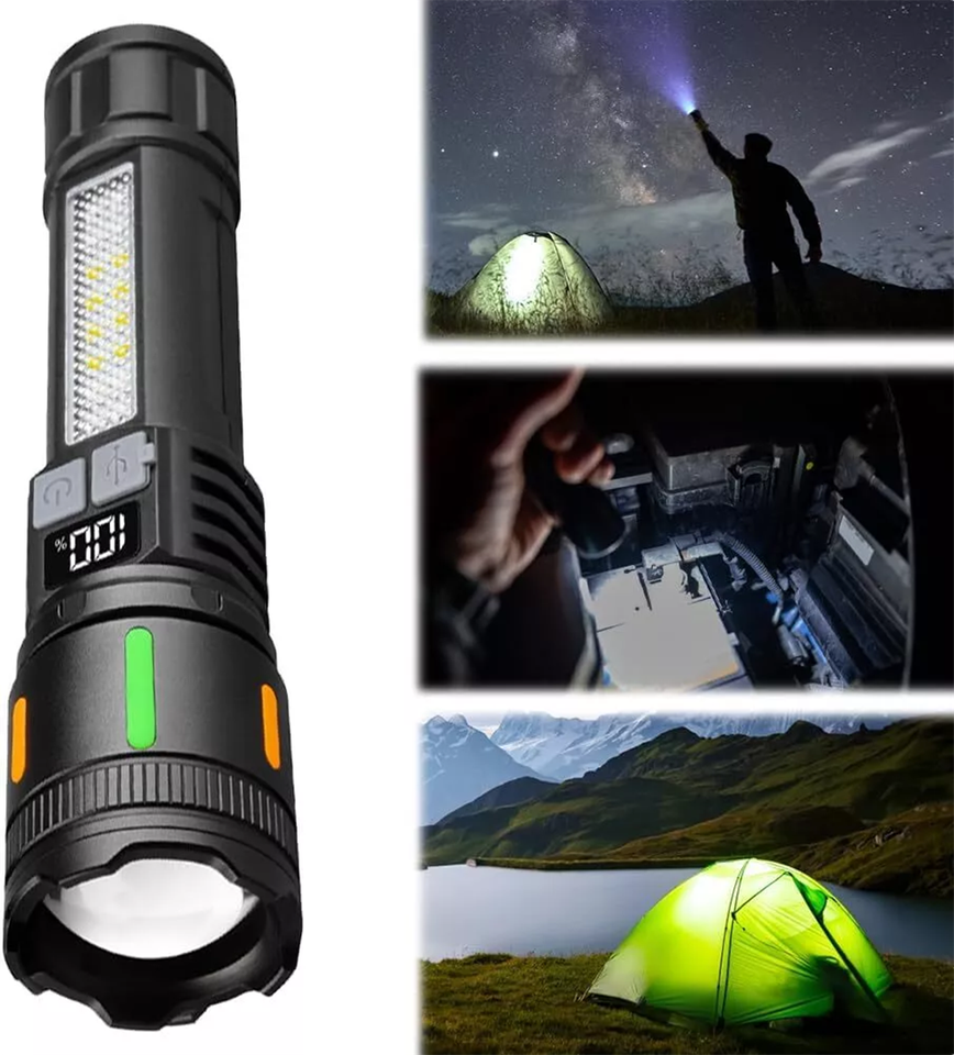 99000000 Lumens Super Bright LED Tactical Flashlight 2 x Rechargeable ...