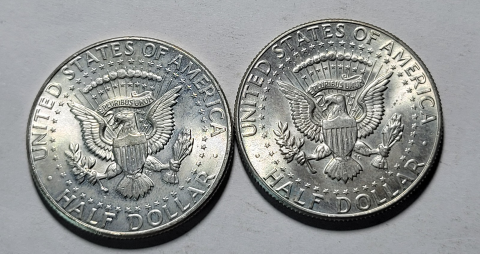 1964 & 1965 JFK Kennedy 50c Half Dollar 90%+40% Silver 2-Coin Set ~Hi ...