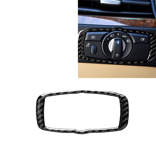 1pcs Carbon Fiber Headlight Switch Panel Sticker Trim For BMW E60 2005 ...