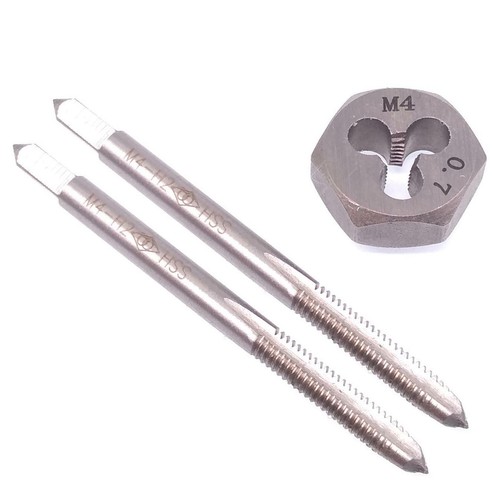 HSS M4 x 0.7mm Taper & Plug Tap & M4x0.7mm Hexagon Die Metric Thread ...