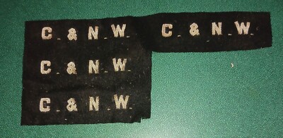 VINTAGE NEVER USED C.N. & W. WOOL BACKED SILVER UNIFORM INSIGNIA ...