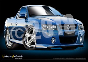 Holden VS SS Ute Cartoon Print - Highly Detailed Holden Car Drawing ( 6 ...