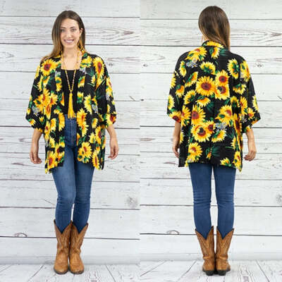 Sunflower Short Duster (Black) - One Size | eBay