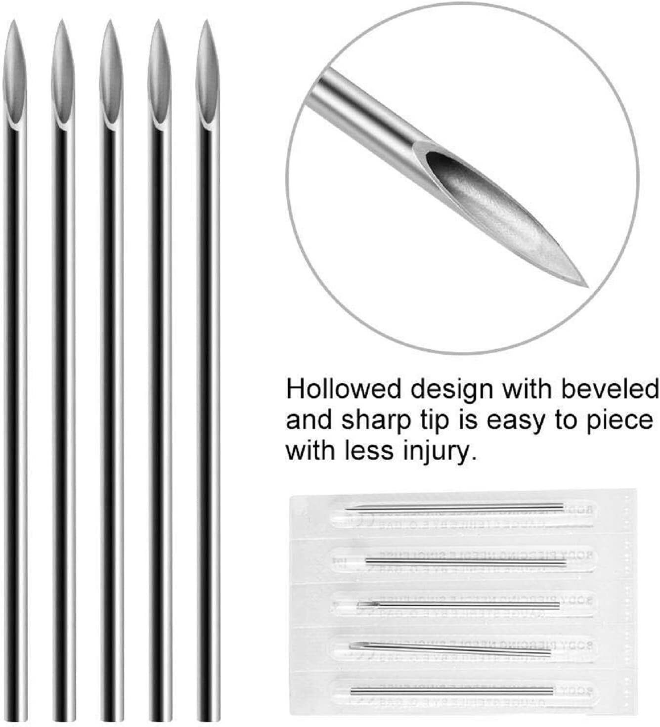 100Pcs 12g-20g Individualized Package for Piercing Needle Supplies ...