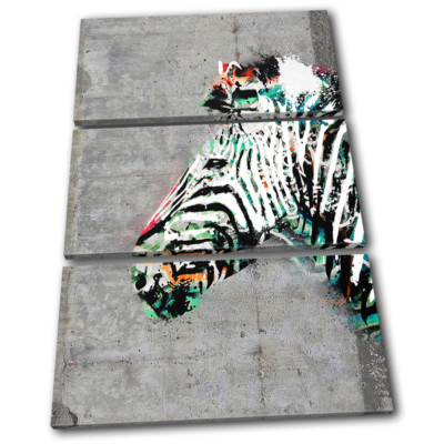 Zebra Graffiti Urban Grunge Animals TREBLE CANVAS WALL ART Picture ...