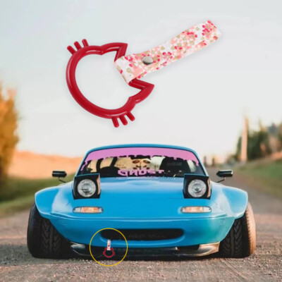 Japanese JDM TSURIKAWA Bosozoku Kitty RD Ring PK Flower Nylon Car Handl ...