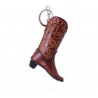 Cowboy Boot Leather Keychain Brown Handmade Ring Western Fob Key Ring ...