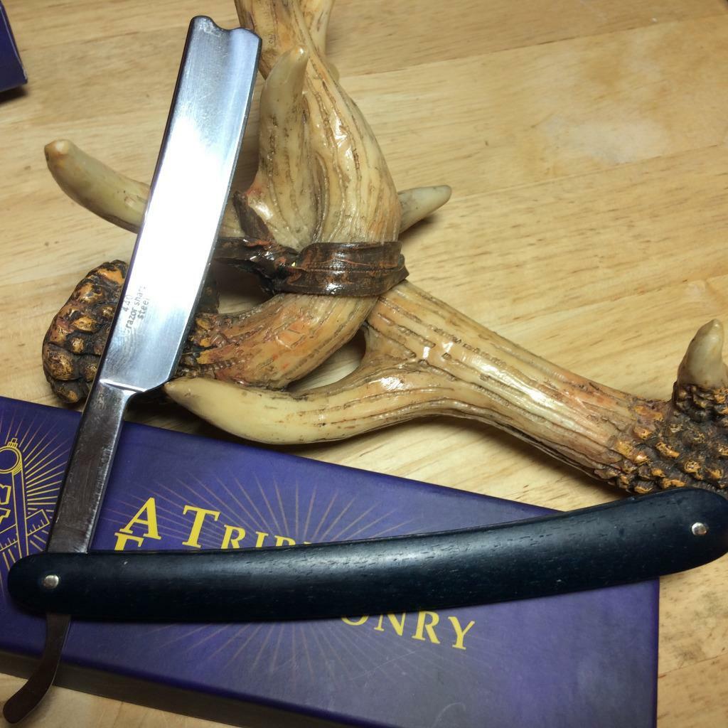Rough Rider Black Synthetic Masonic Razor 6 3/8" Straight Razor RR1767 ...