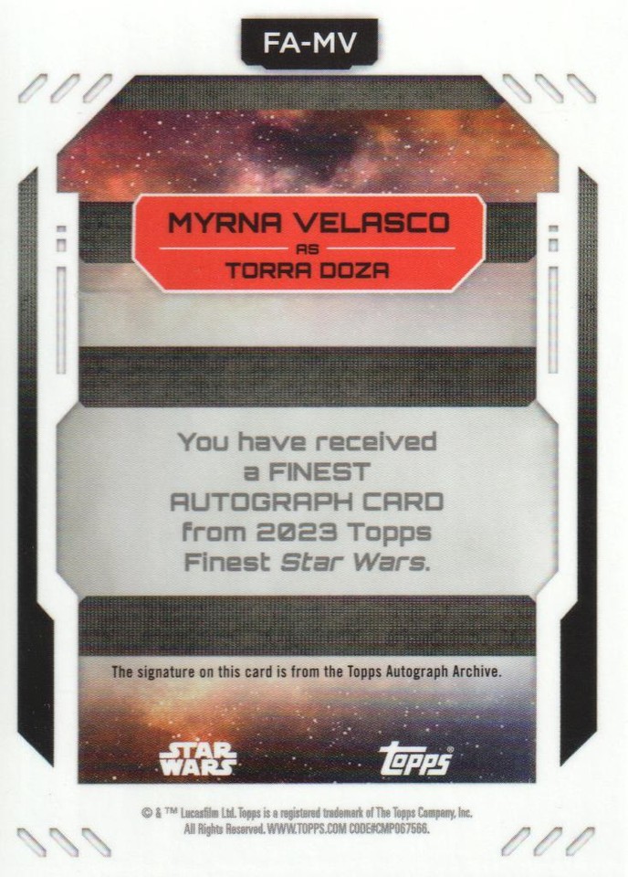 2023 Finest Star Wars Trading Card Autographs #FAMV Myrna Velasco as ...