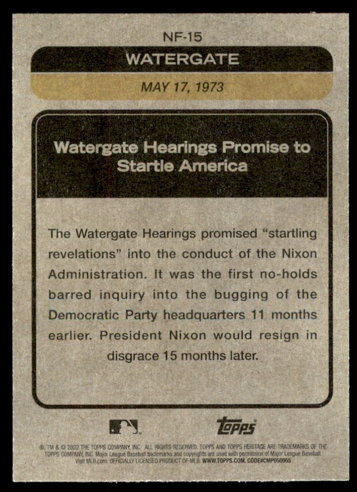 Watergate Hearings Begin 2022 Topps Heritage 1973 Flashbacks #NF-15 | eBay