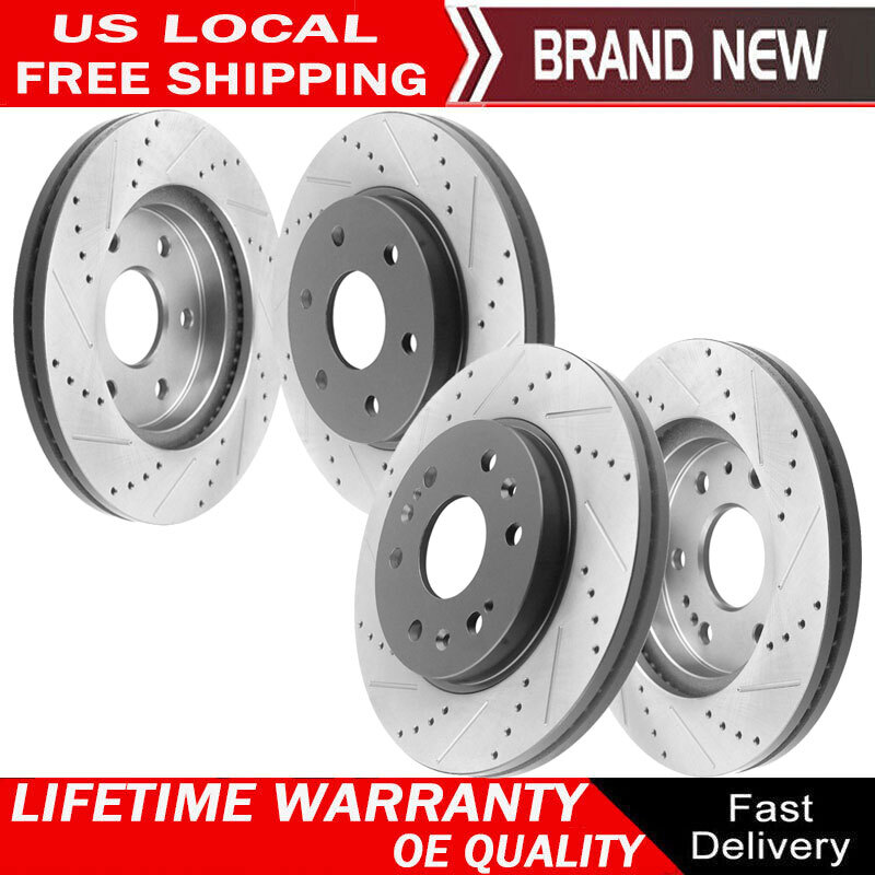 Front Rear Drilled & Slotted Disc Brake Rotors for 2010 2011 Ford F-150 ...