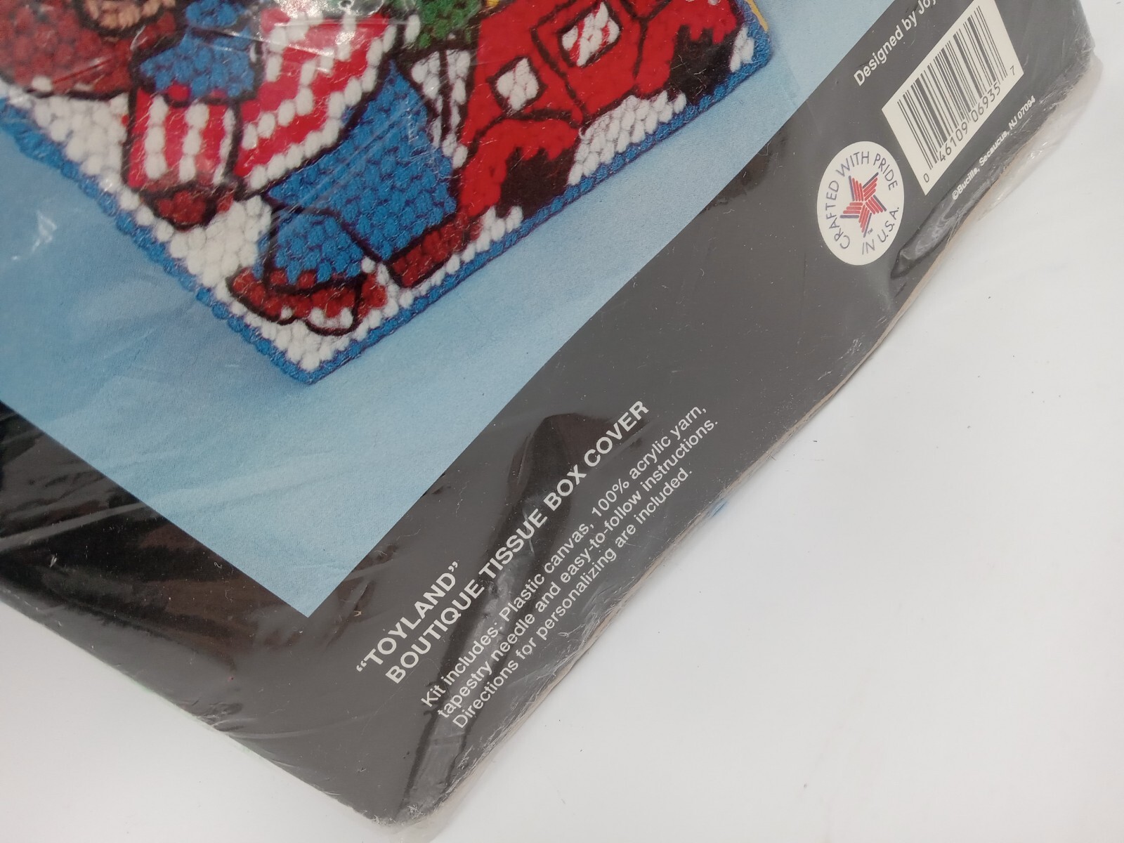 VTG Bucilla Plastic Canvas Toyland Boutique Tissue Box Cover Sealed ...