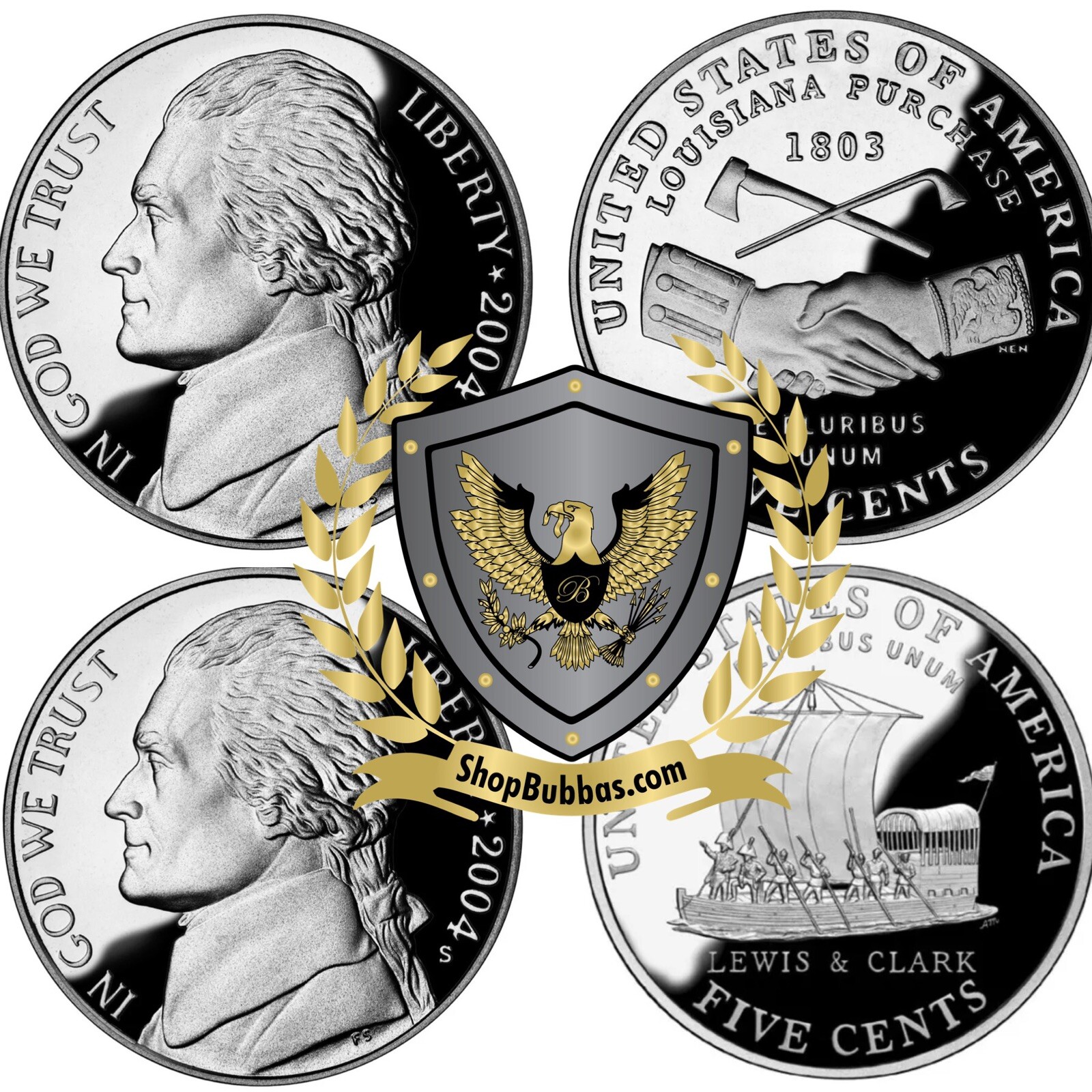 2004-S JEFFERSON NICKEL GEM PROOF 2 COIN SET *KEEL BOAT & LOUISIANA ...