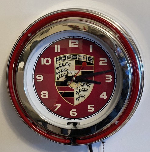 Porsche Auto logo Large neon wall clock | eBay