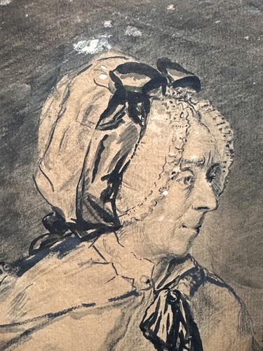 Antique Drawing Portrait Woman Holland Headdress 19th Madame Ten Kate ...