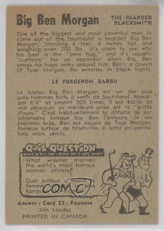 1954-55 Parkhurst Wrestling Ben Morgan #24 | eBay