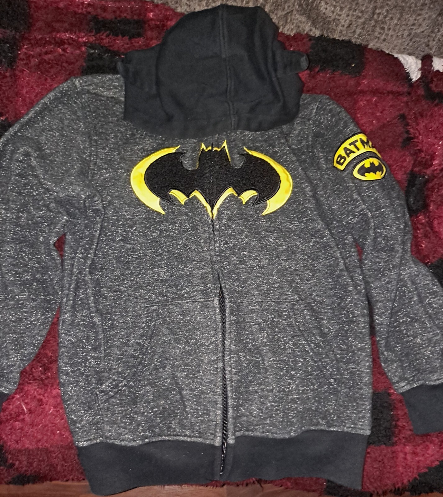 Batman hooded sweatshirt jacket DC COMICS hooded coat hoodie boys 10/12 ...