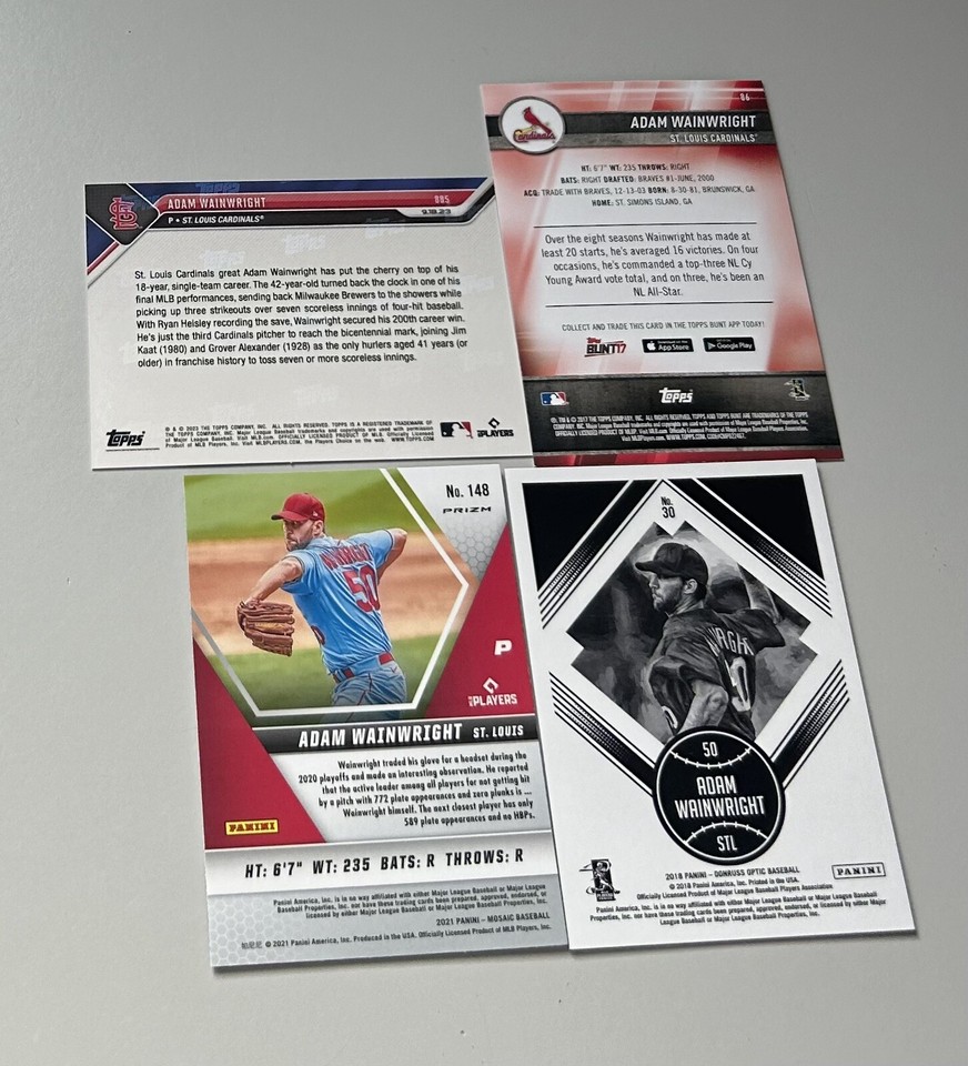 Adam Wainwright 200 Career Wins By Topps NOW + (3) Bonus (4) Cardinals ...