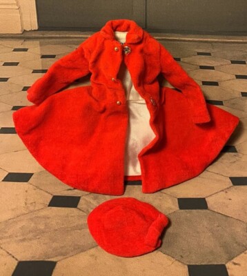 Vintage Barbie Skipper Doll Coat Red Velvet Jacket and Hat #1906 MINTY ...