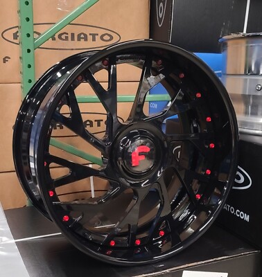 20/22" Forgiato Syncro Black and Red Big Floating Cap Wheels Vanderhall ...