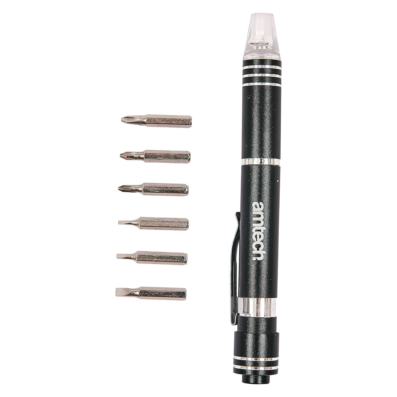 Precision Screwdriver LED Light Magnetic Head 6 x Slotted & Phillips ...